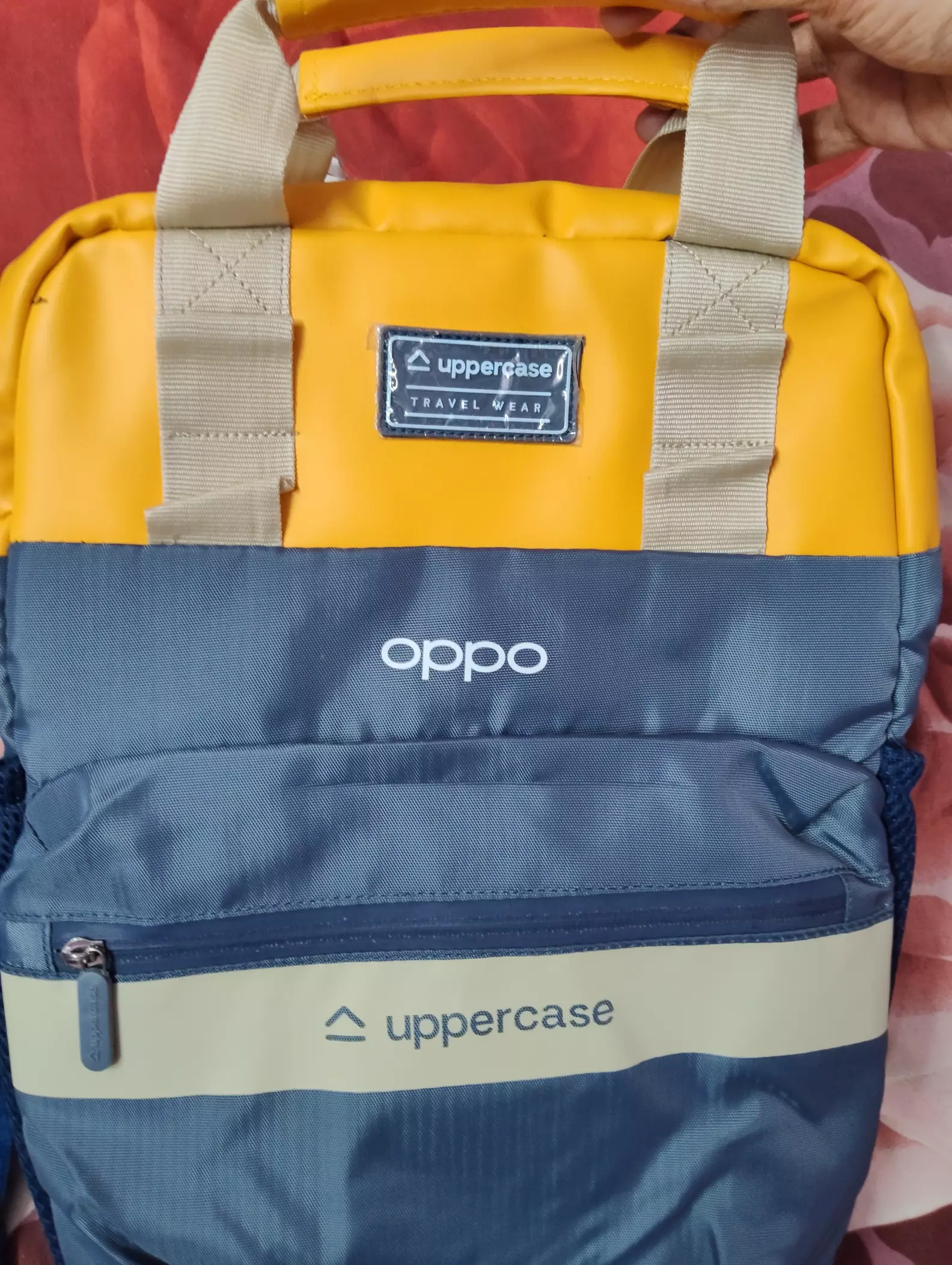uppercase yellow backpack